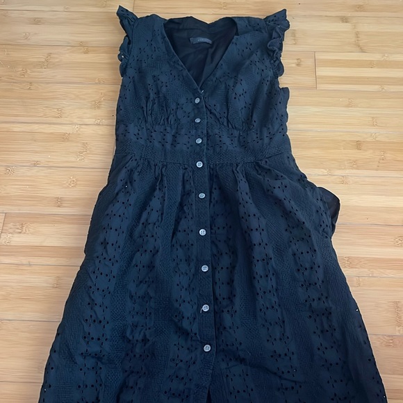 J. Crew | Dresses | J Crew Black Cotton Lace Button Up Euler Midi ...